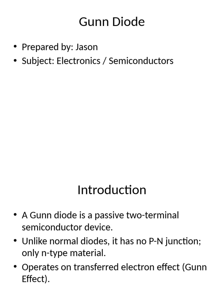 Gunn Diode Presentation | PDF | Diode | Microwave