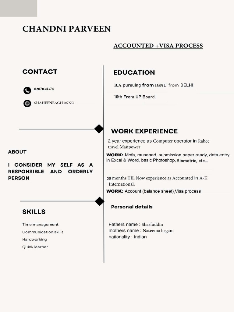 Chandni Parveen CV | PDF