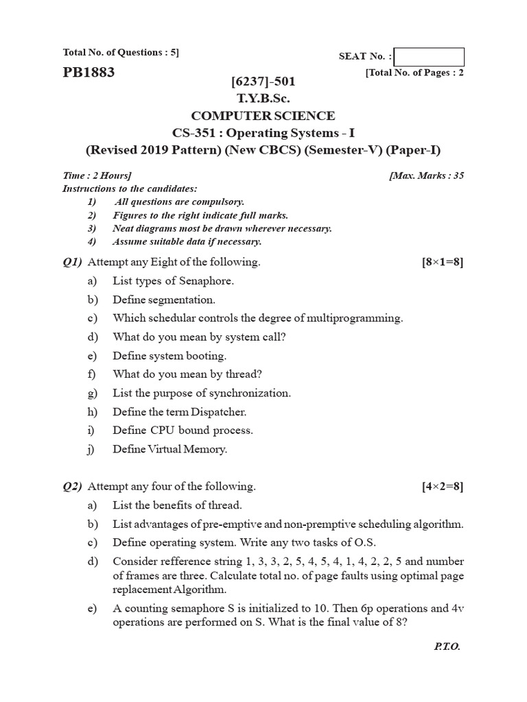 TYBSC (CS) - CS-351 Operating Systems - I | PDF | Scheduling (Computing) | System Software