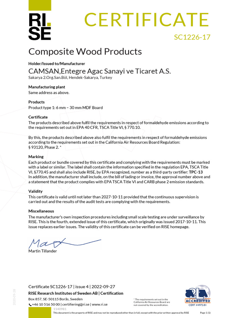CARB Phase 2 & TSCA Title VI Compliance | PDF | Environment Of The ...