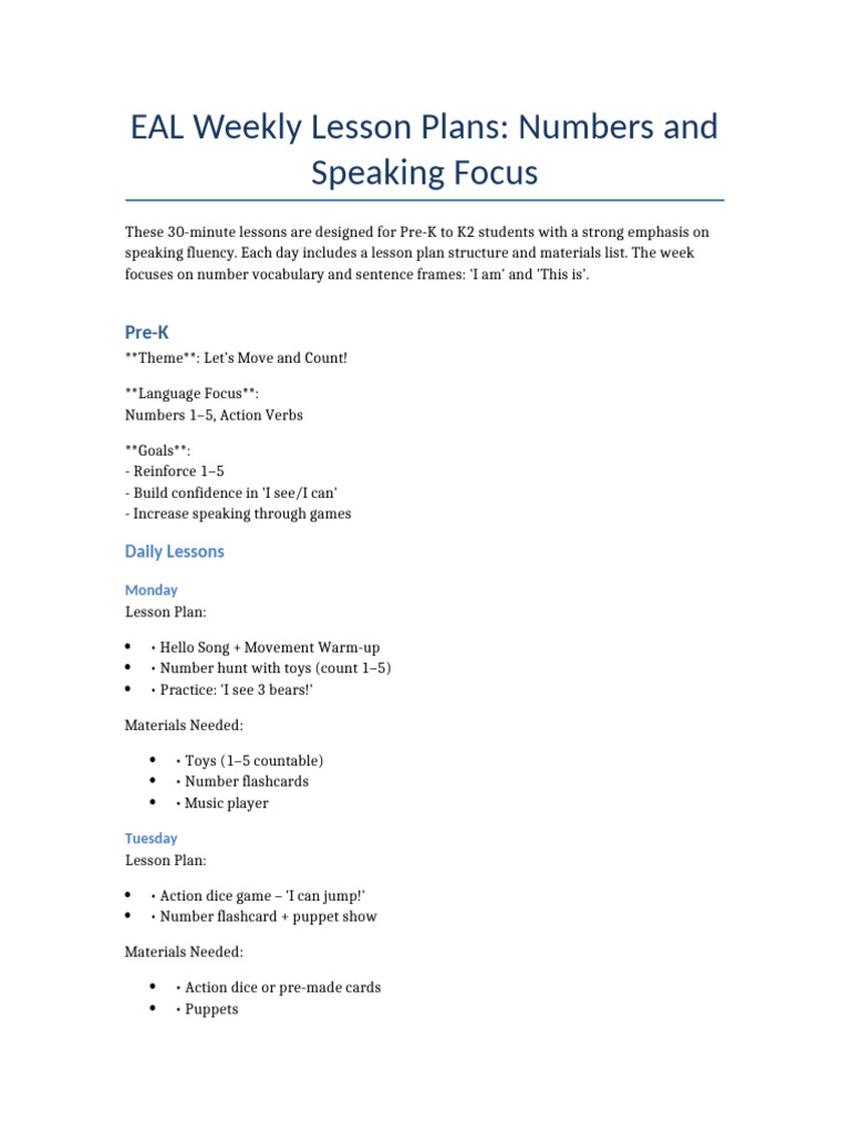 EAL Lesson Plans With Materials | PDF | Lesson Plan | Human Communication