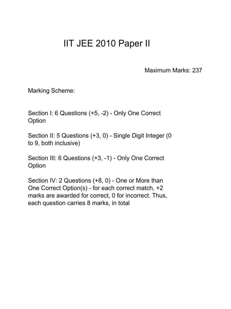IIT JEE Paper 2 | PDF | Chess Theory | Chess