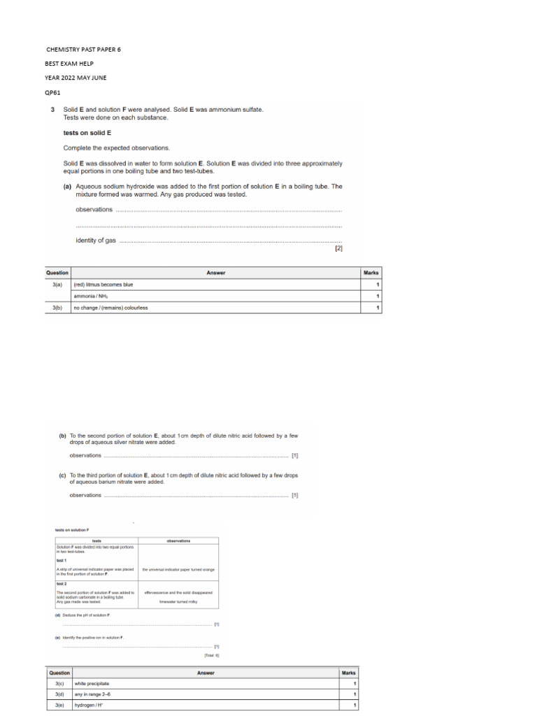 2022-2024 Chemistry Past Papers | PDF