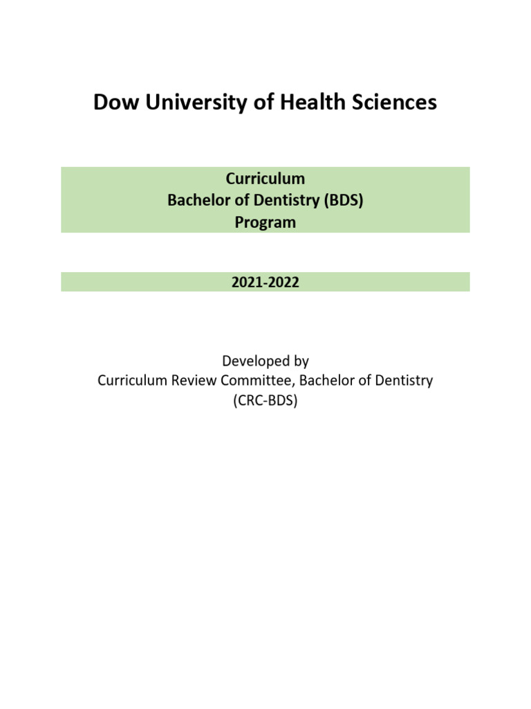 Dow BDS | PDF | Dentistry | Dental Degree