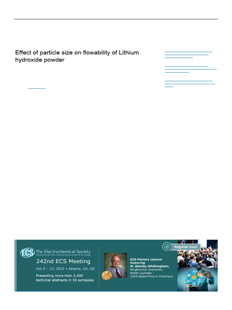 Effect of Particle Size On Flowability of Lithium | PDF | Lithium ...