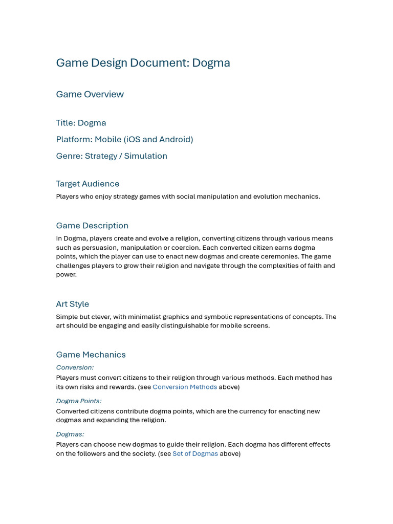 Dogma: Mobile Strategy Game Design | PDF | Miracle | Divinity