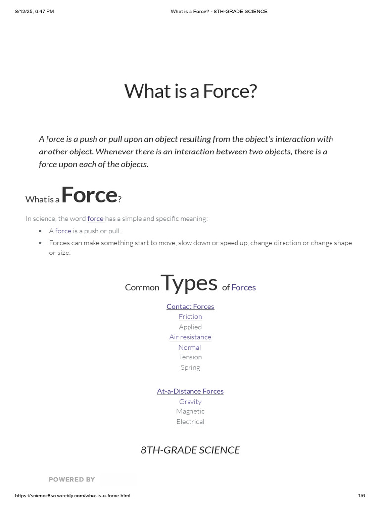 What Is A Force - 8th-Grade Science | PDF | Force | Mechanical Engineering