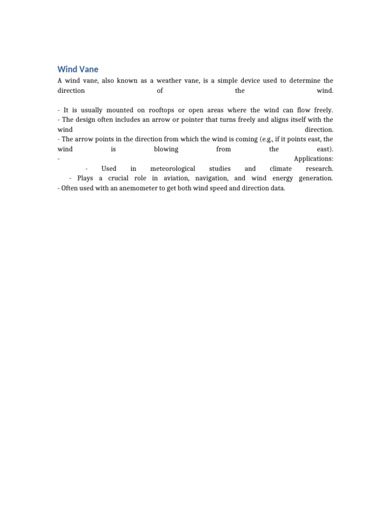 Understanding Wind Vanes and Their Uses | PDF