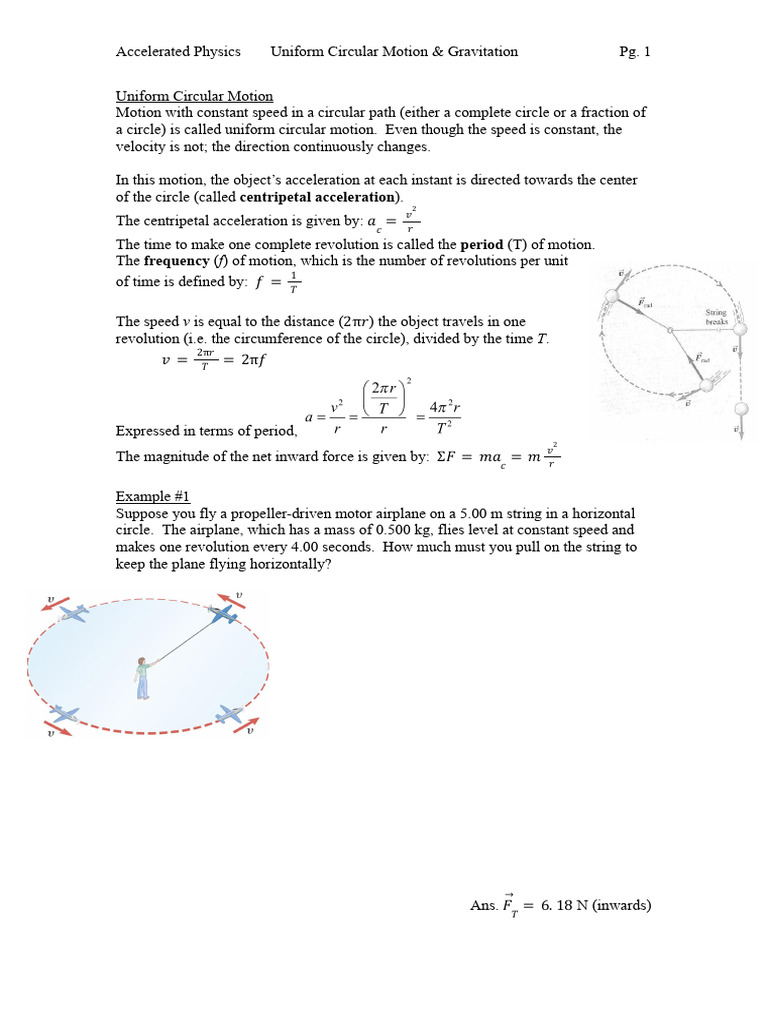 Notes 2 - Uniform Circular Motion & Gravitation | PDF | Acceleration ...