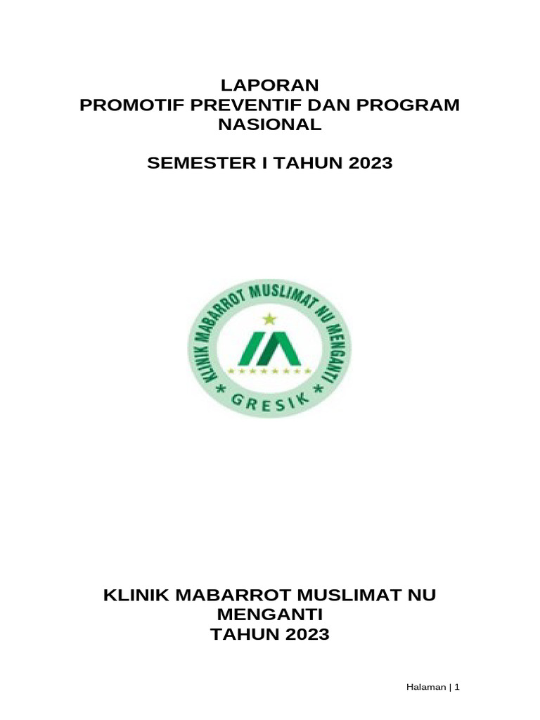 Laporan Promotif , Preventif Dan Program Nasioanal Smt 1 Th 2023 | PDF