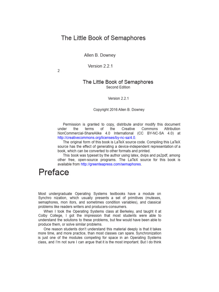 Little Book of Semaphores | PDF | Thread (Computing) | Computer Programming