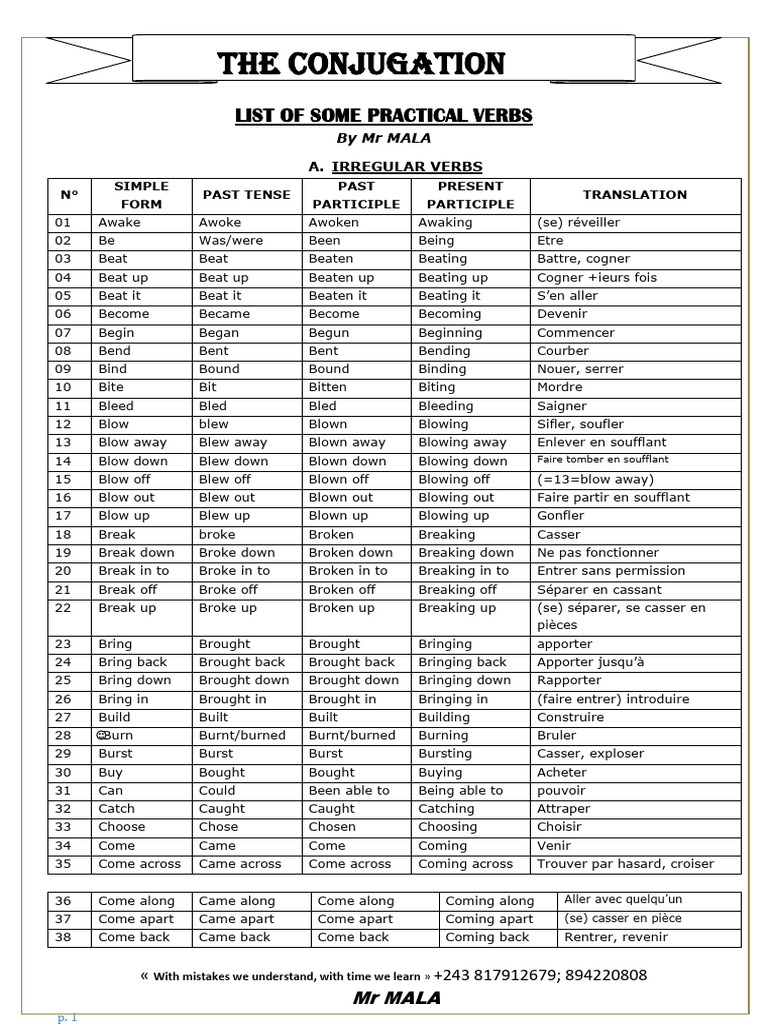 Practical Irregular Verbs List | PDF | Linguistics | Linguistic Typology