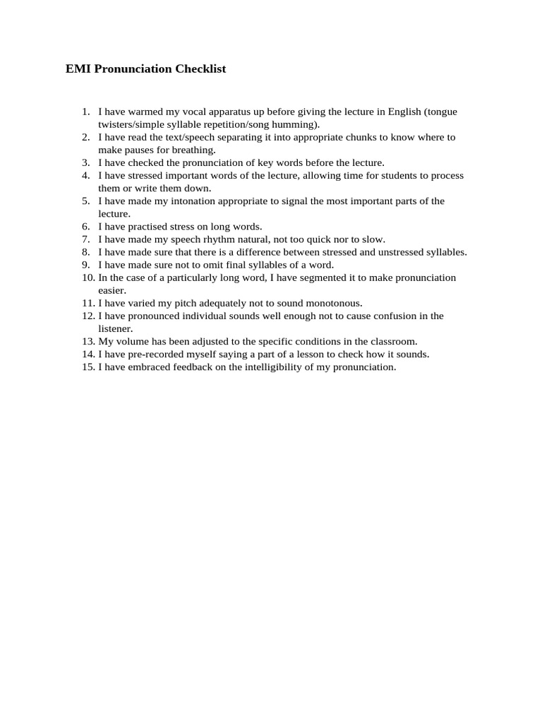 EMI Pronunciation Guidelines | PDF