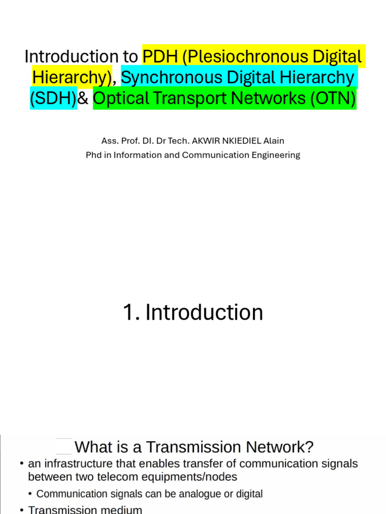 Overview of PDH, SDH, and OTN Systems | PDF