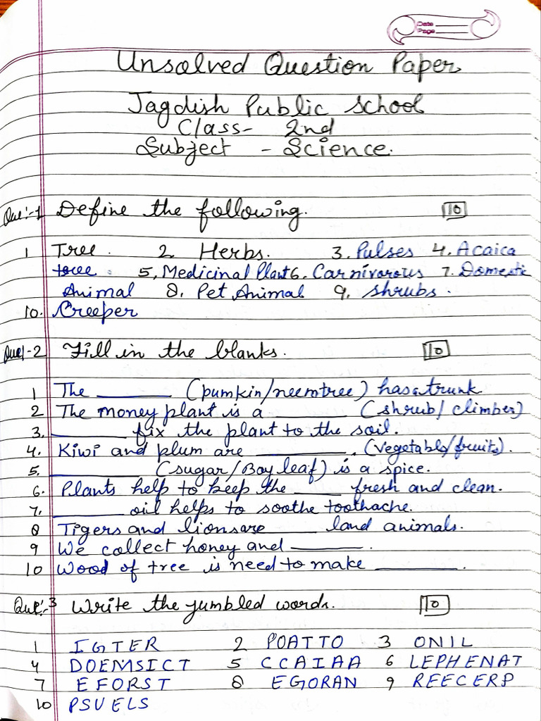 Science Unsolved Question Paper | PDF