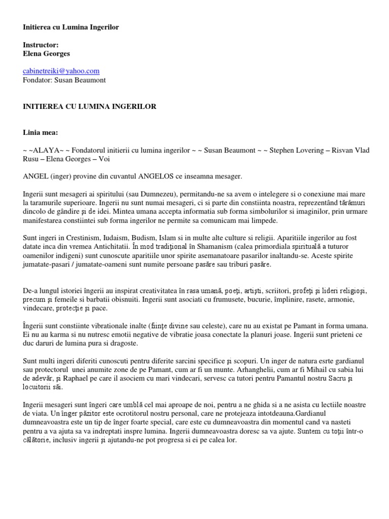 Initierea Cu Lumina Ingerilor | PDF