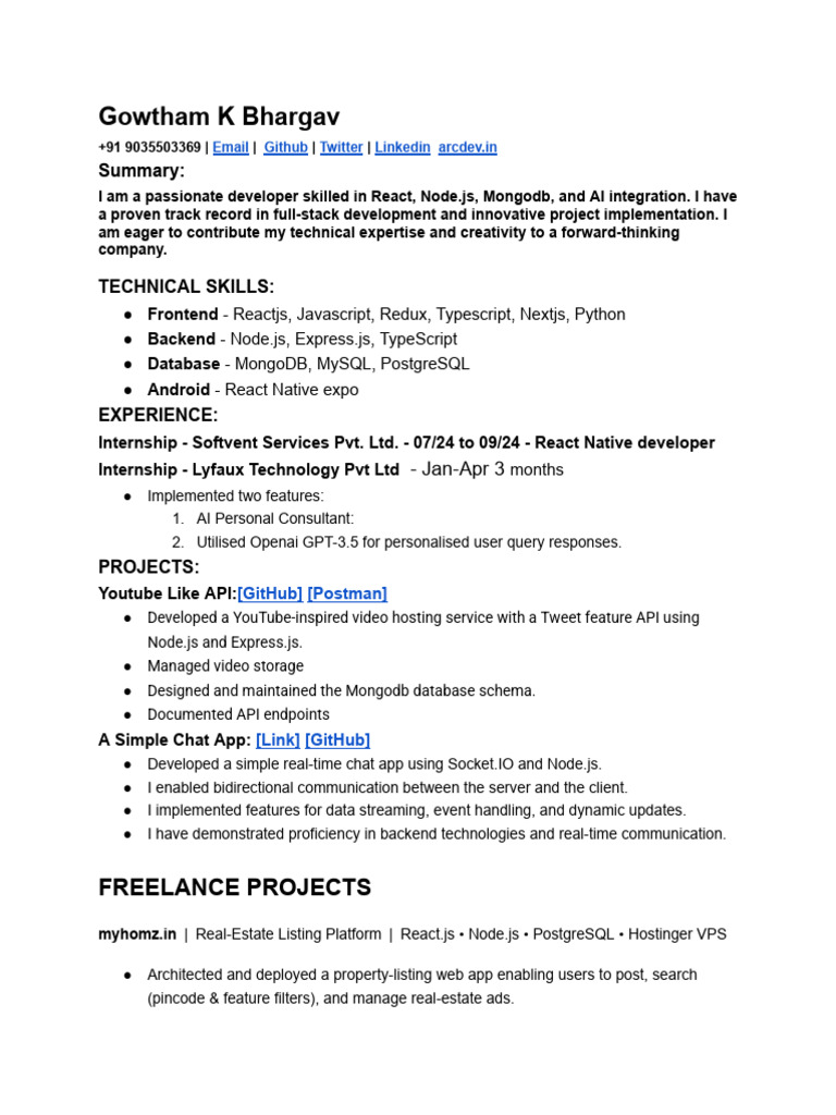 Gowtham K Bhargav Resume | PDF