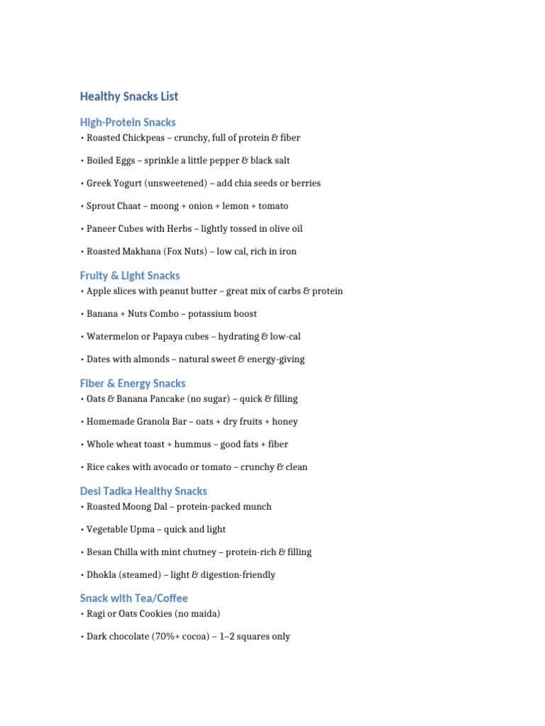 Healthy Snacks List | PDF