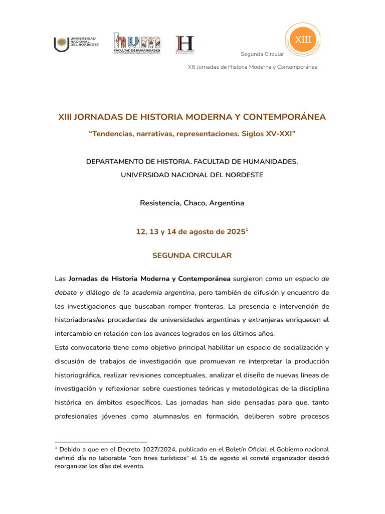 Circular JMC 2025 | PDF | Período moderno temprano | Geografía