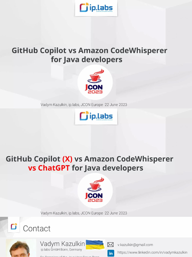 Github Copilot Vs Amazon CodeWhisperer For Java Developers at JCON 2023 | PDF