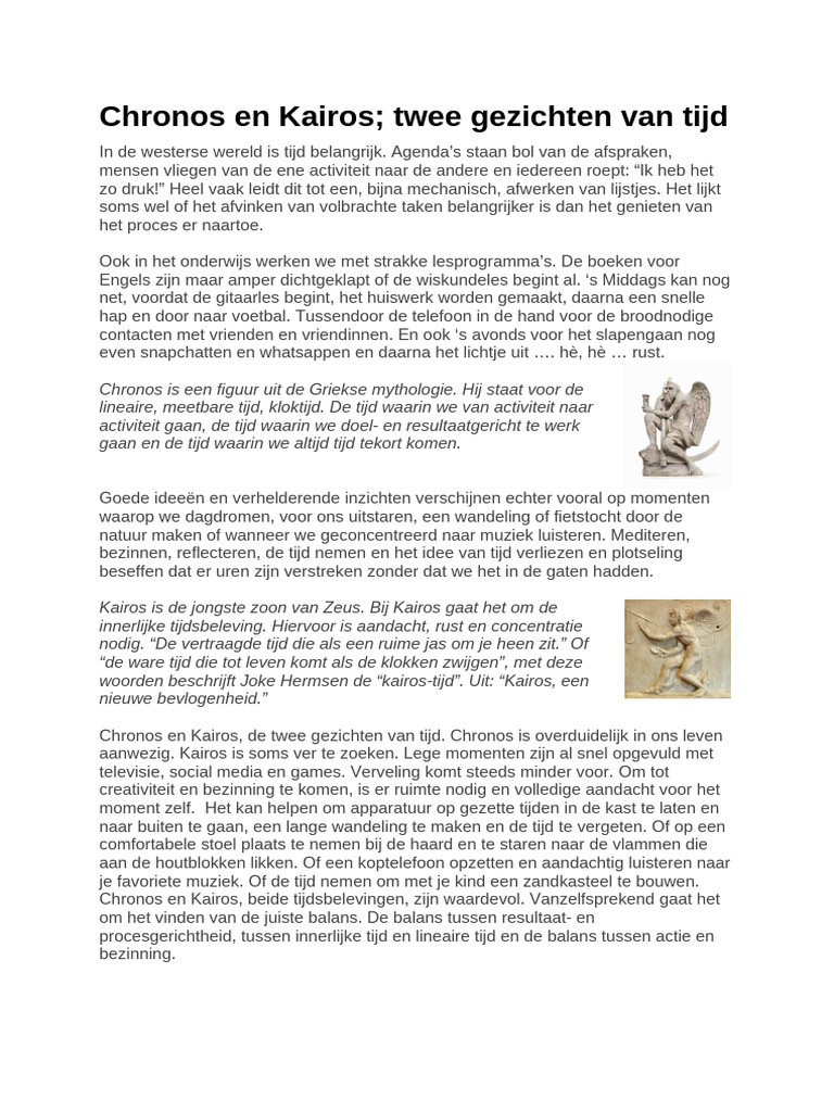 Chronos en Kairos - Twee Gezichten Van Tijd | PDF