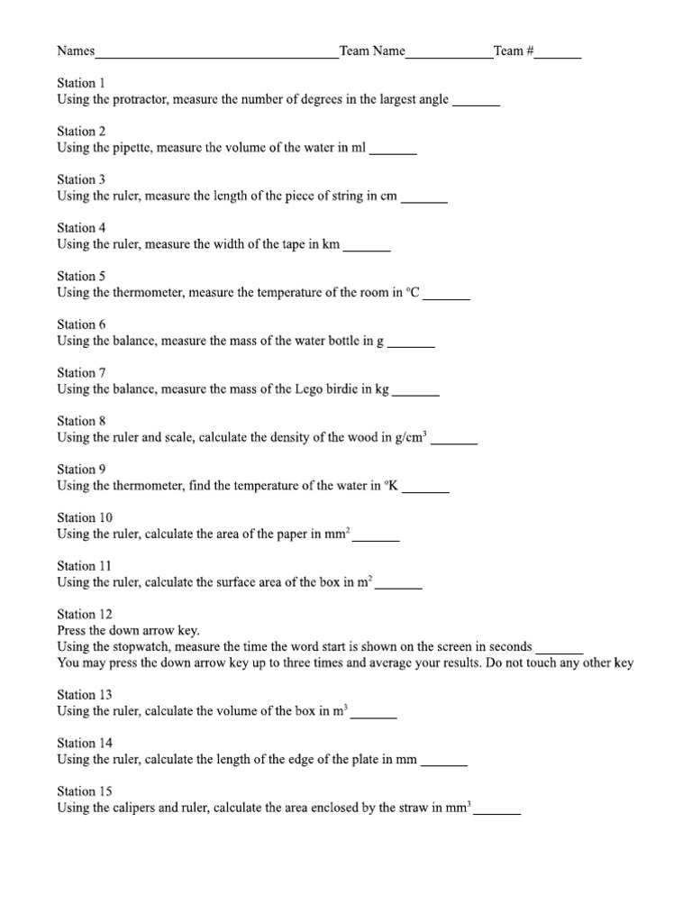 Example Exam - Metric Mastery | PDF