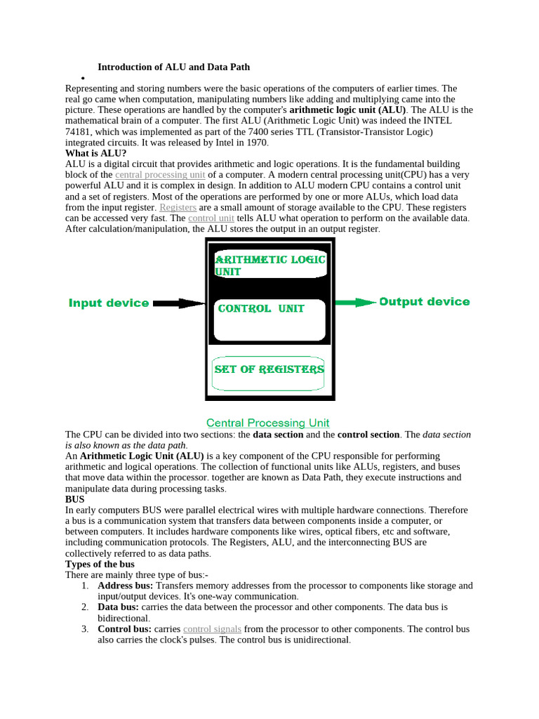 Understanding ALU and Data Path in CPUs | PDF | Central Processing Unit ...