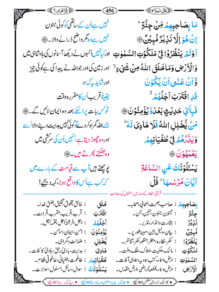 007 Surah Al-A'raf Verses 187-206 Useful For Arabic Learners | PDF