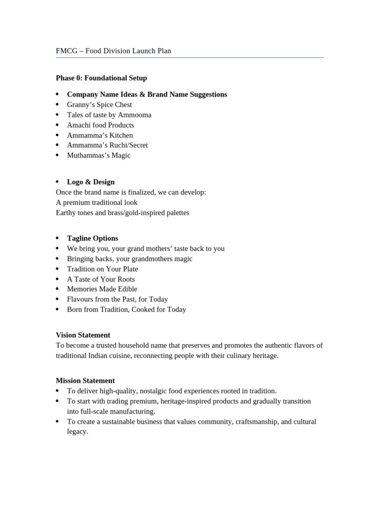 FMCG Food Division Launch Strategy | PDF