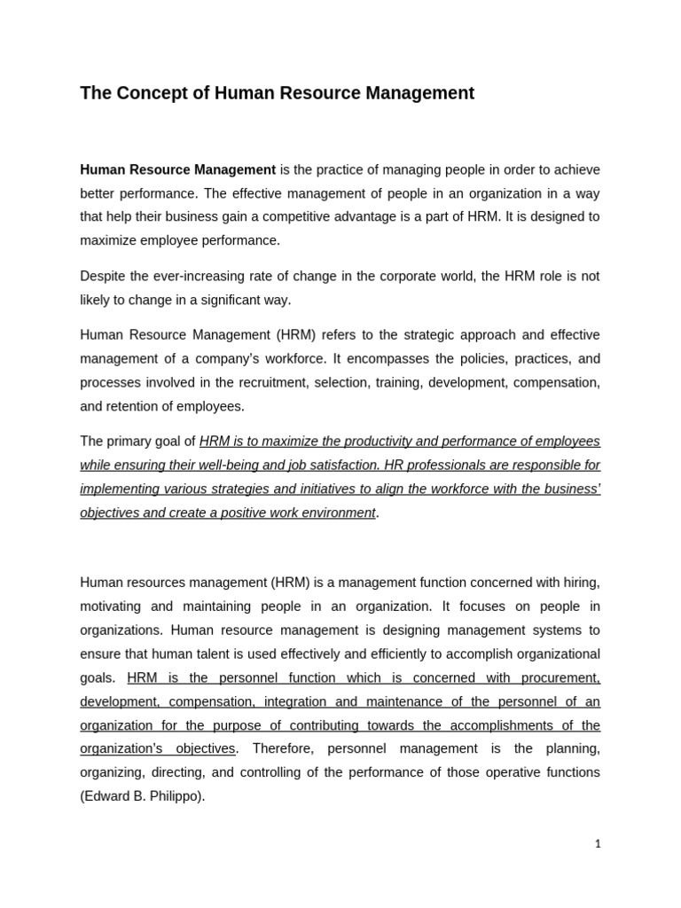 The Concept of HRM | PDF | Human Resource Management | Employment