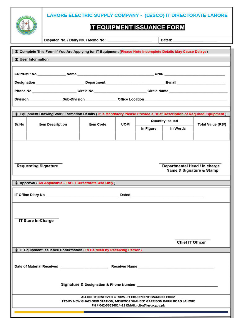 3 It Equipment Issuance Form Pdf