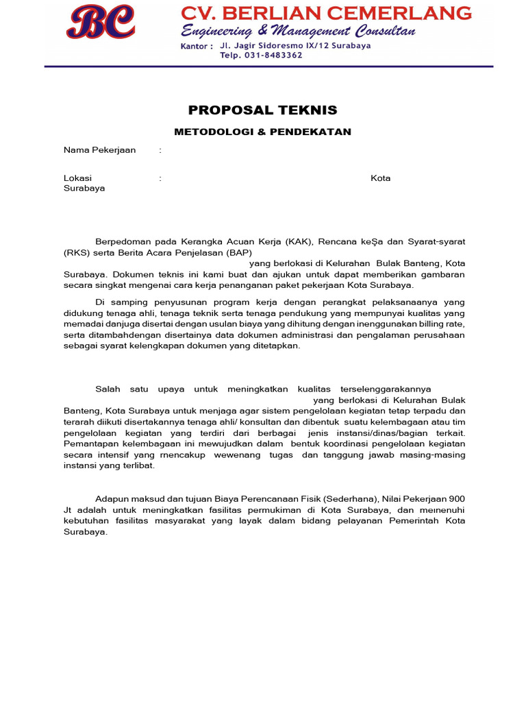 Contoh Proposal Teknis | PDF