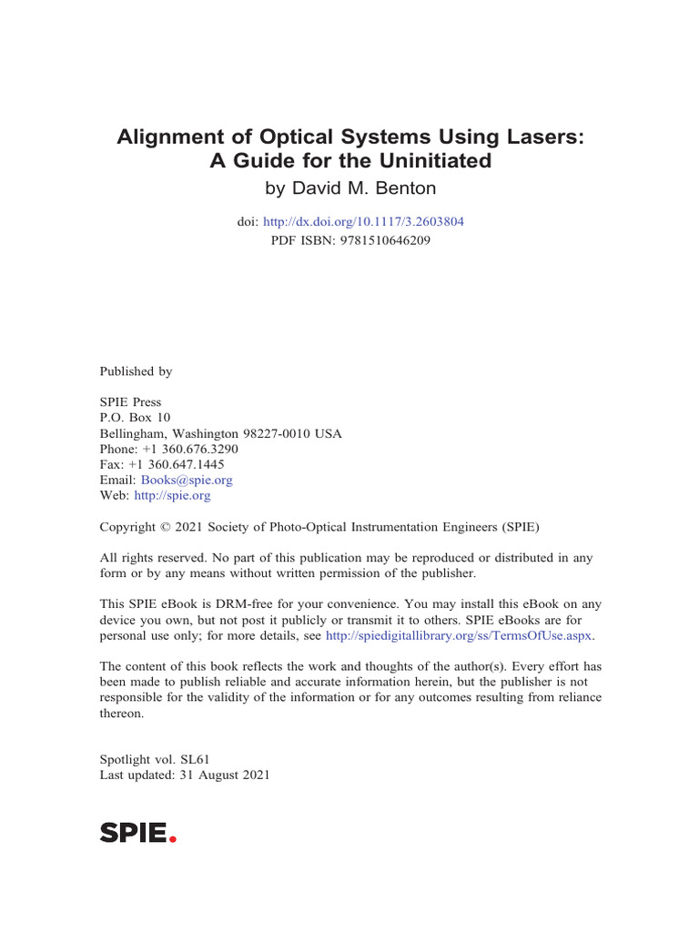03 Alignment of Optical Systems Using Lasers | PDF | Interferometry | Optics