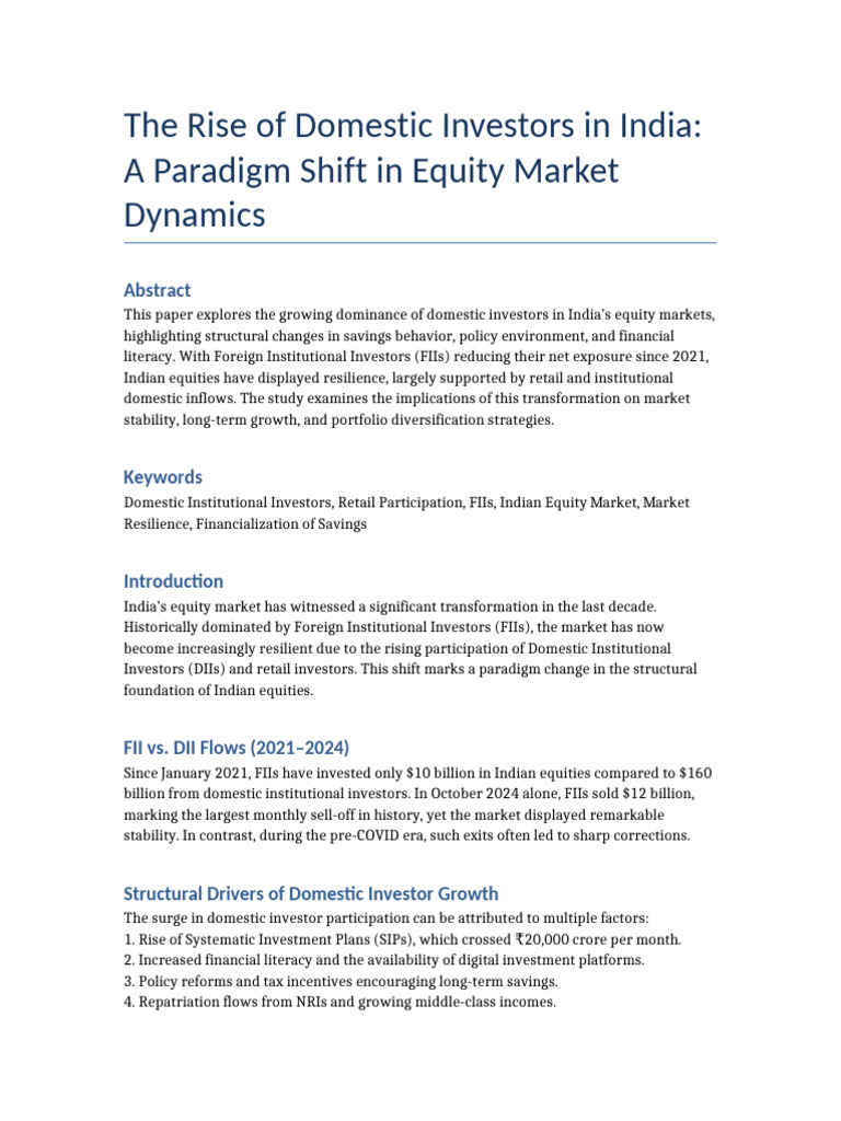 Domestic Investors Transform India's Equity Market | PDF ...