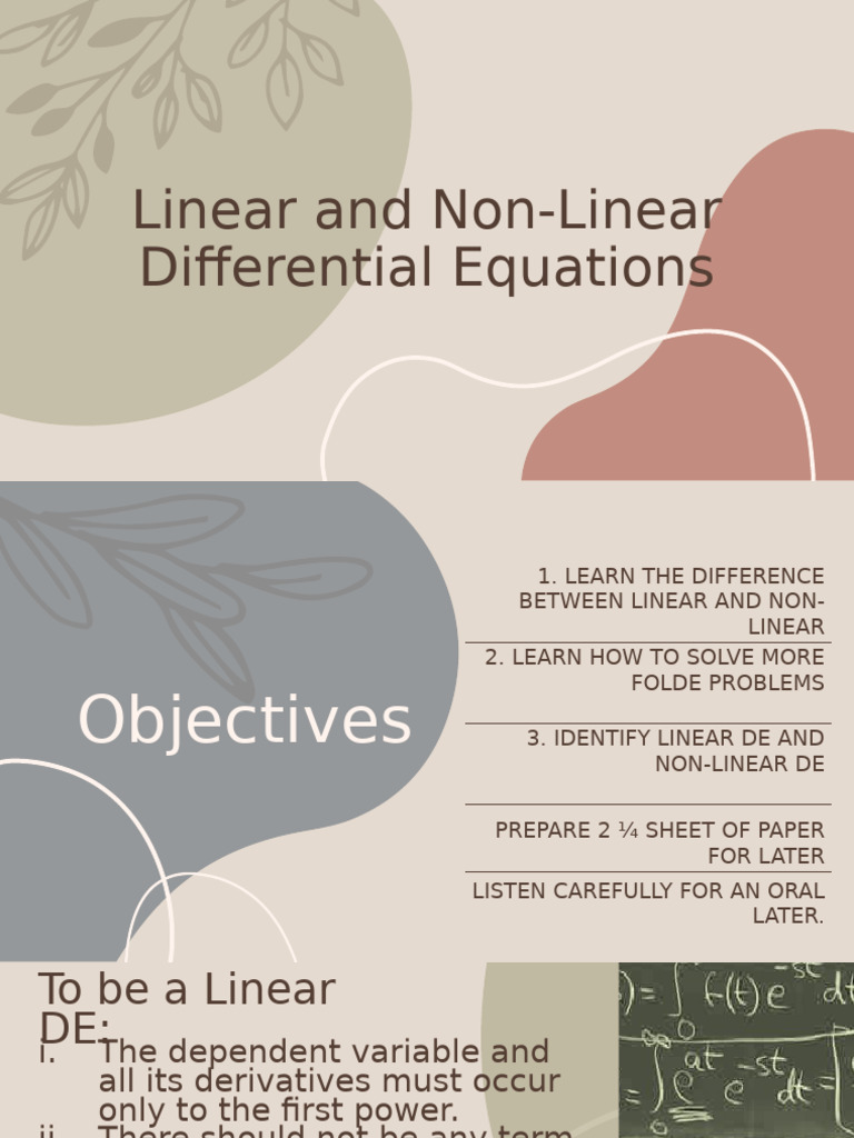 Linear and Non Linear Differential Equations | PDF | Nonlinear System | Equations