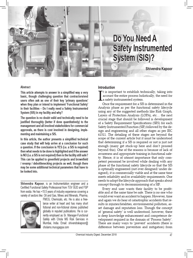 Need for Safety Instrumented Systems | PDF | Safety