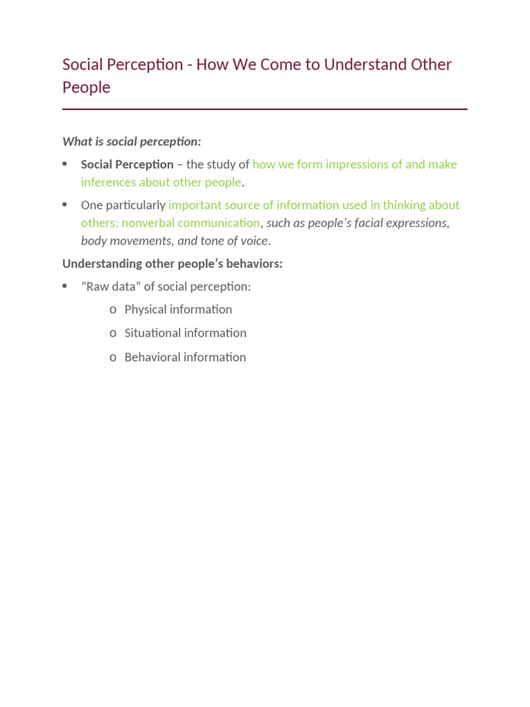 Understanding Social Perception Dynamics | PDF | Nonverbal ...