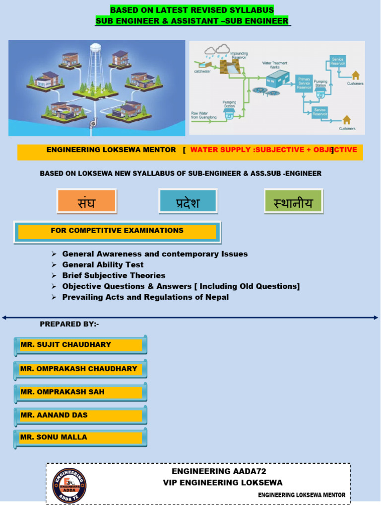Sub Engineer Water Supply Guide | PDF | Sanitary Sewer | Sewerage