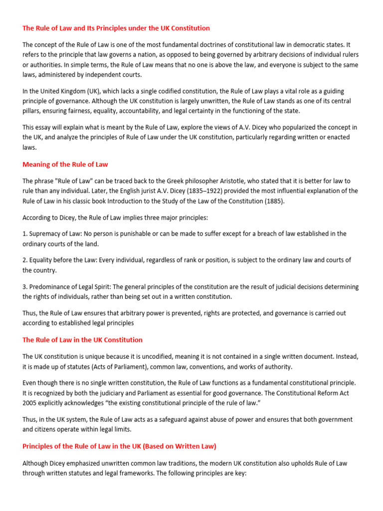 Rule of Law in the UK Constitution | PDF | Rule Of Law | Constitution ...