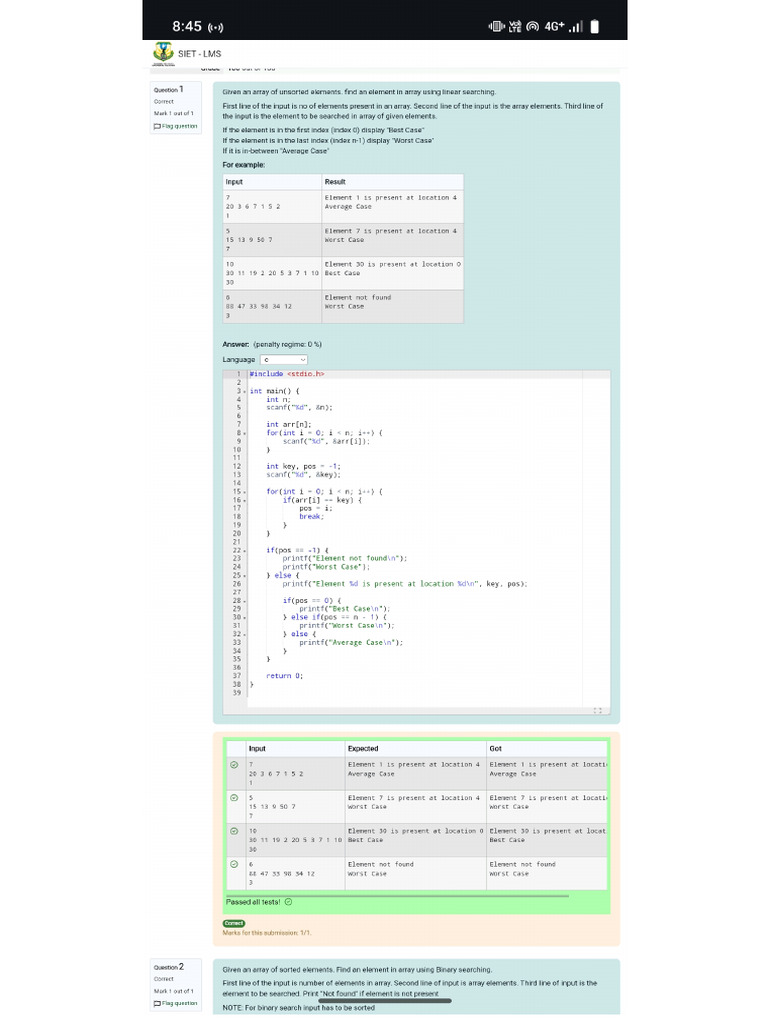 Linear and Binary Search | PDF
