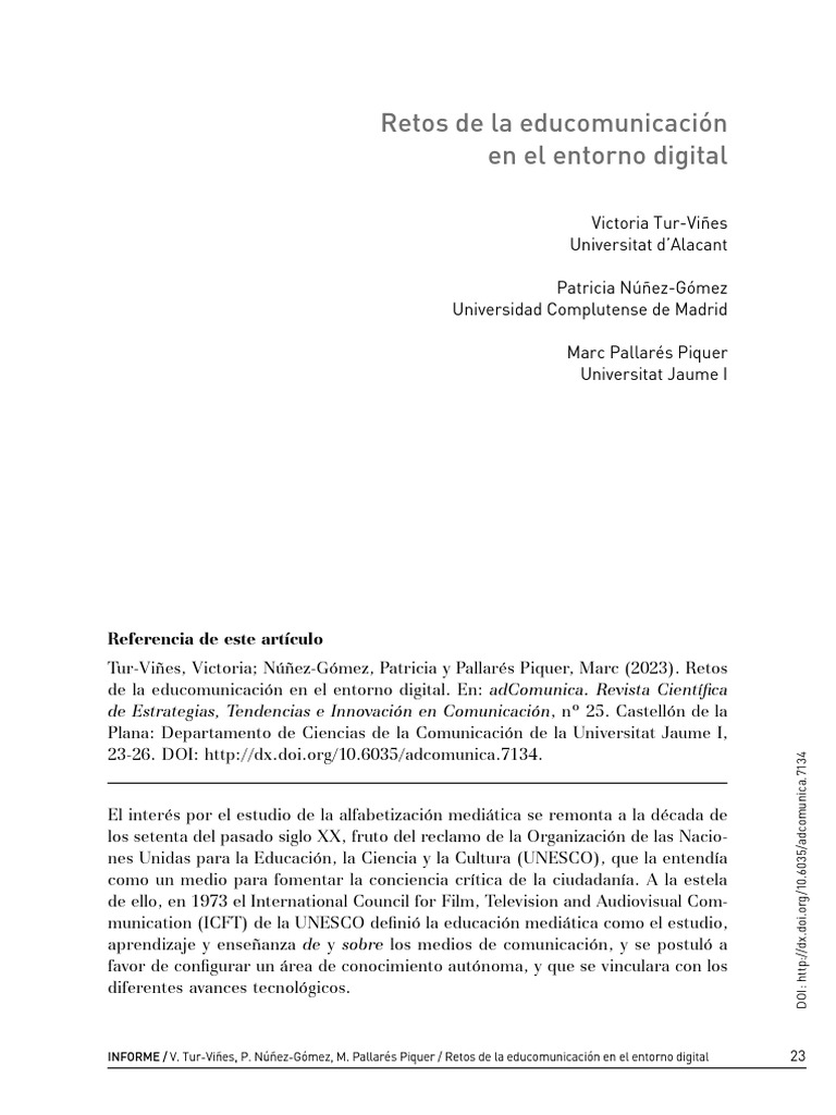 Retos de La Educomunicación en El Entorno Digital | PDF | Literatura | Comunicación