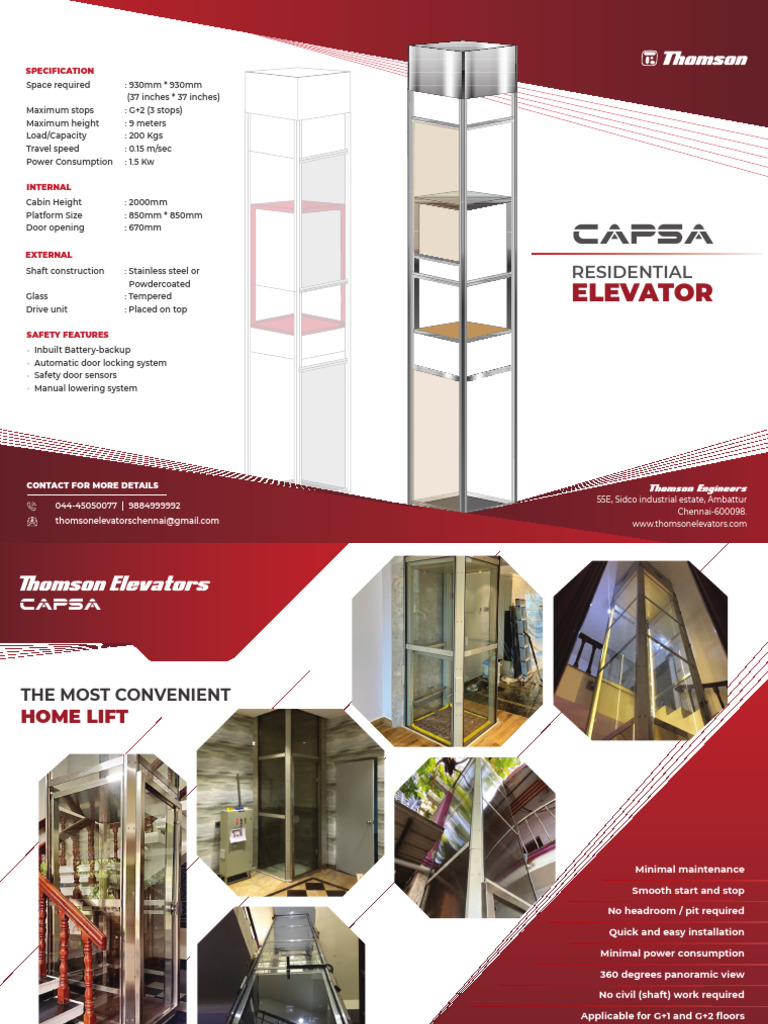 Compact Single Passenger Lift Specs | PDF