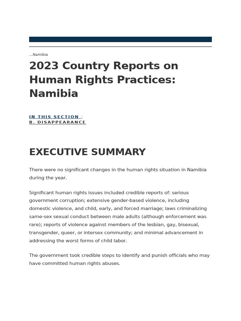 Country Report Namibia. | PDF | Labour Law | Bail