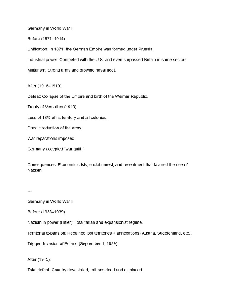 Germany's Role in World Wars I & II | PDF