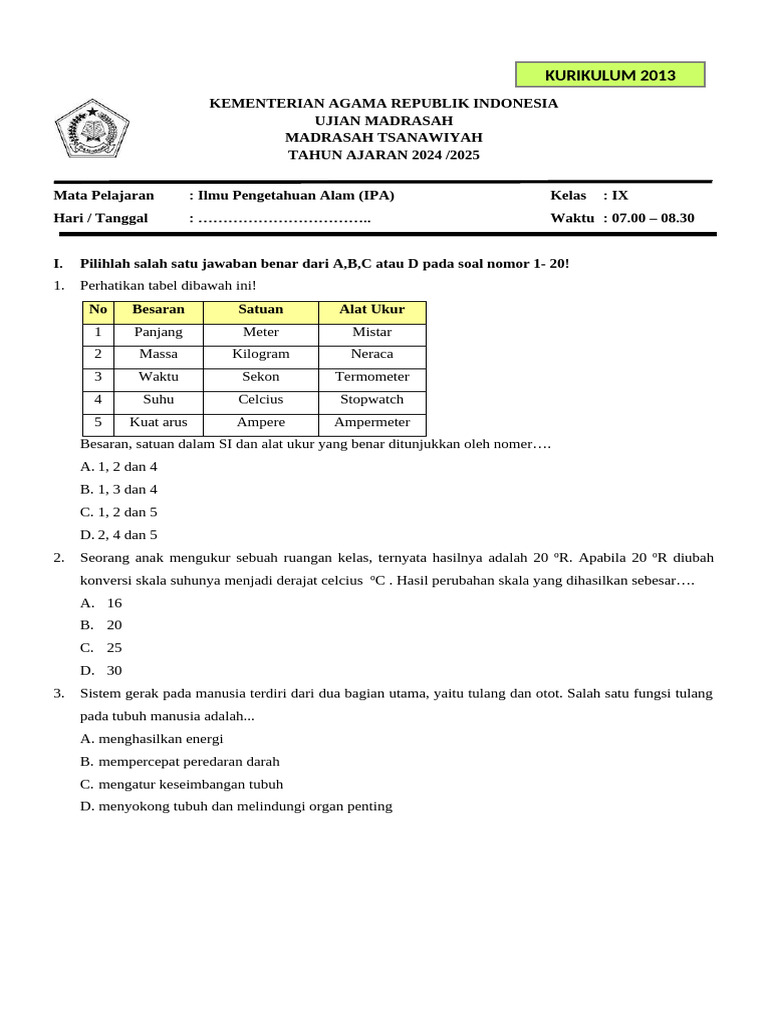Soal Ipa 9 Telaah | PDF