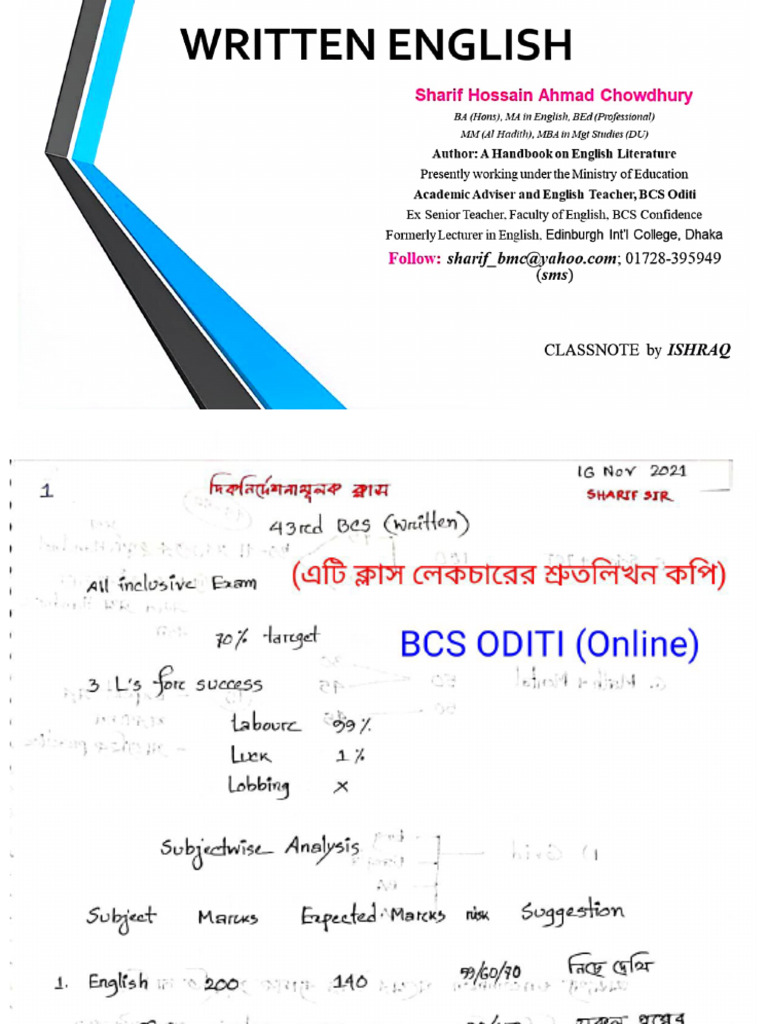 Written English Lecture-1 (Sharif Sir) Guideline Class | PDF
