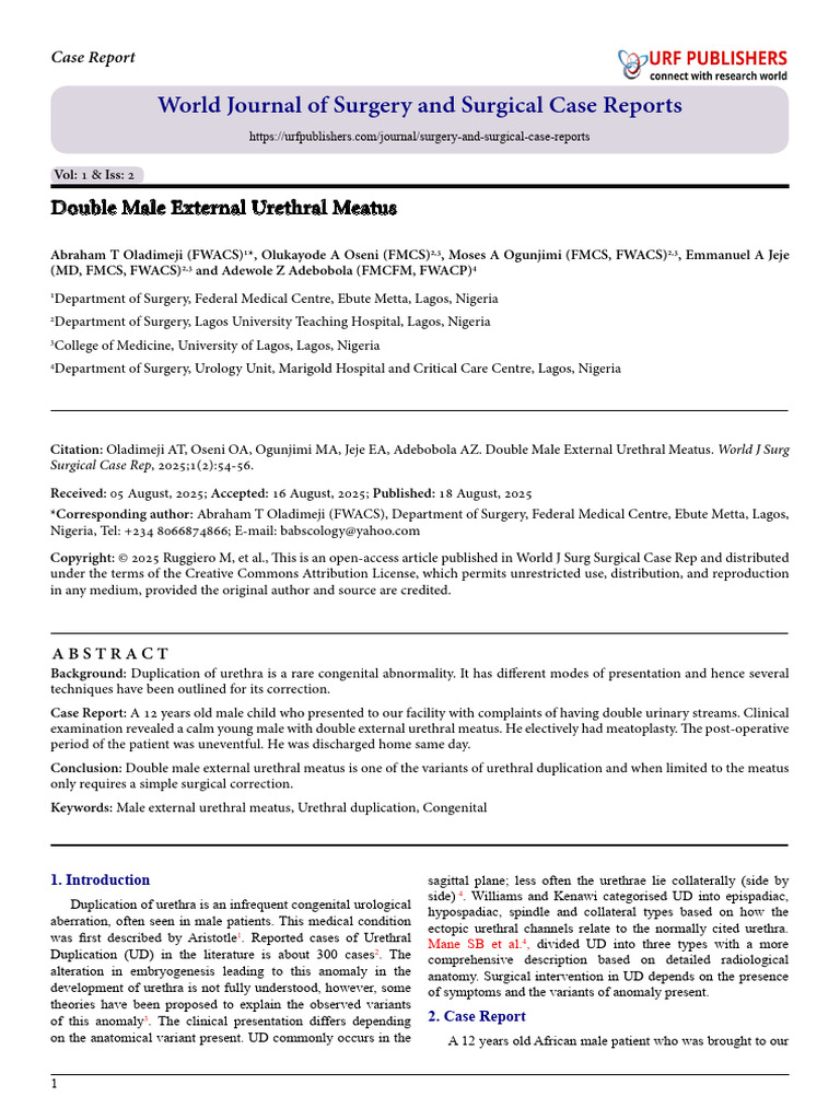 Double Male External Urethral Meatus | PDF | Anatomical Terms Of ...