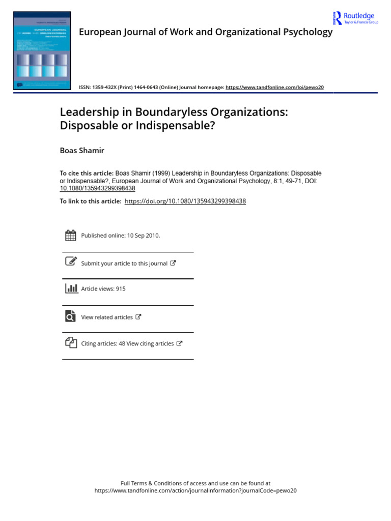 Leadership in Boundaryless Organizations - Disposable or Indispensable ...
