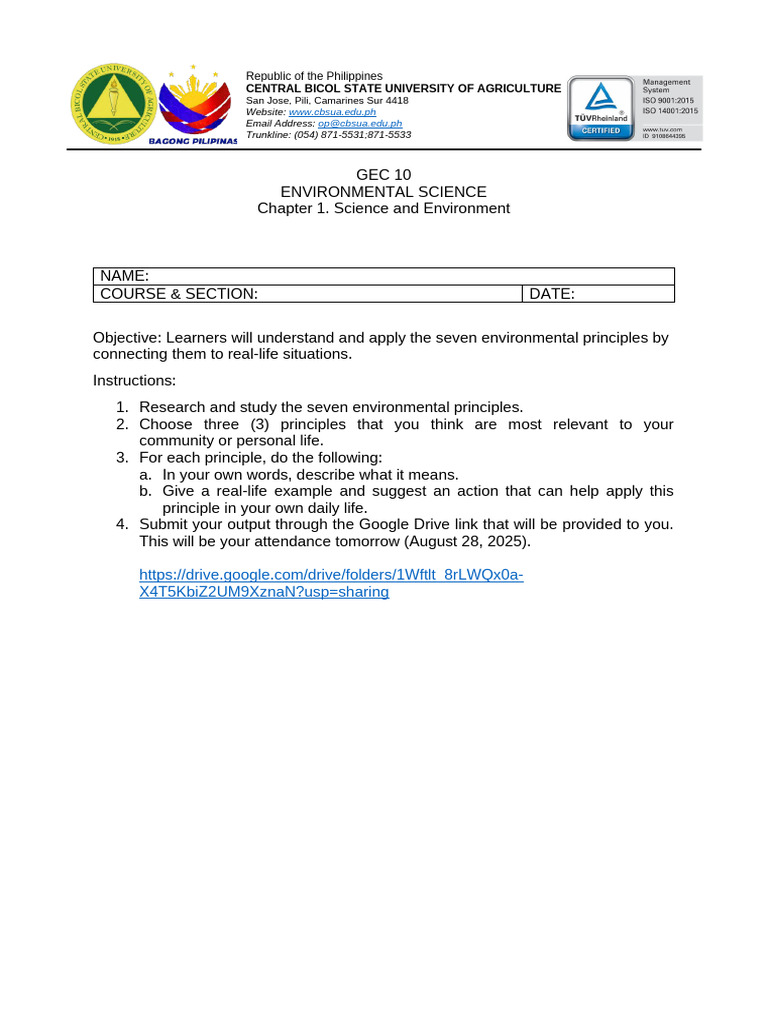 Environmental Principles Assignment Key | PDF
