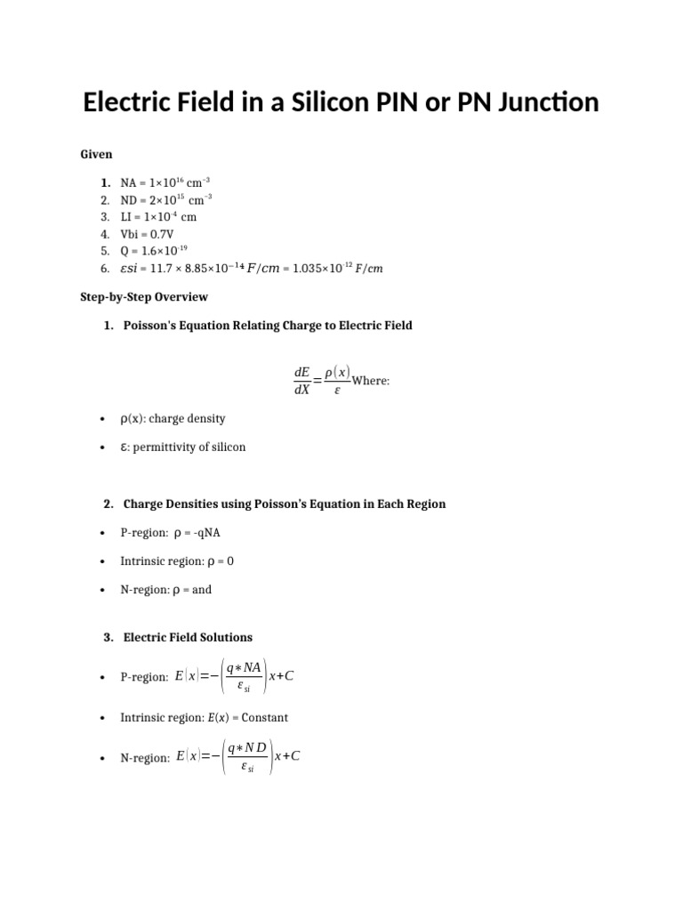 Electric Field in PN Junctions Explained | PDF | P–N Junction ...